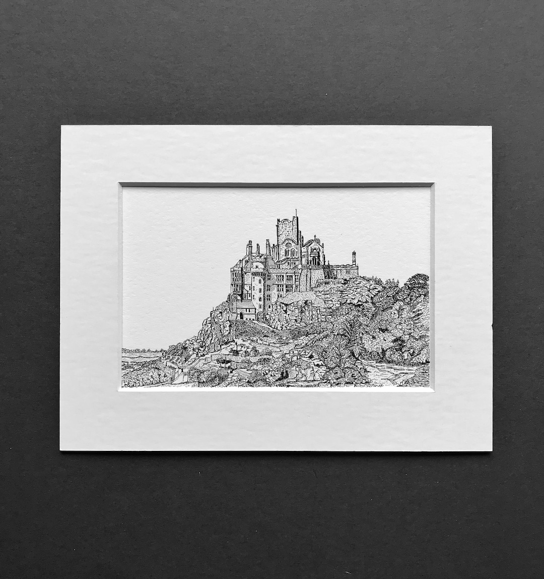 St Michael’s Mount, Art Print From an Original Pen and Ink Illustration ...