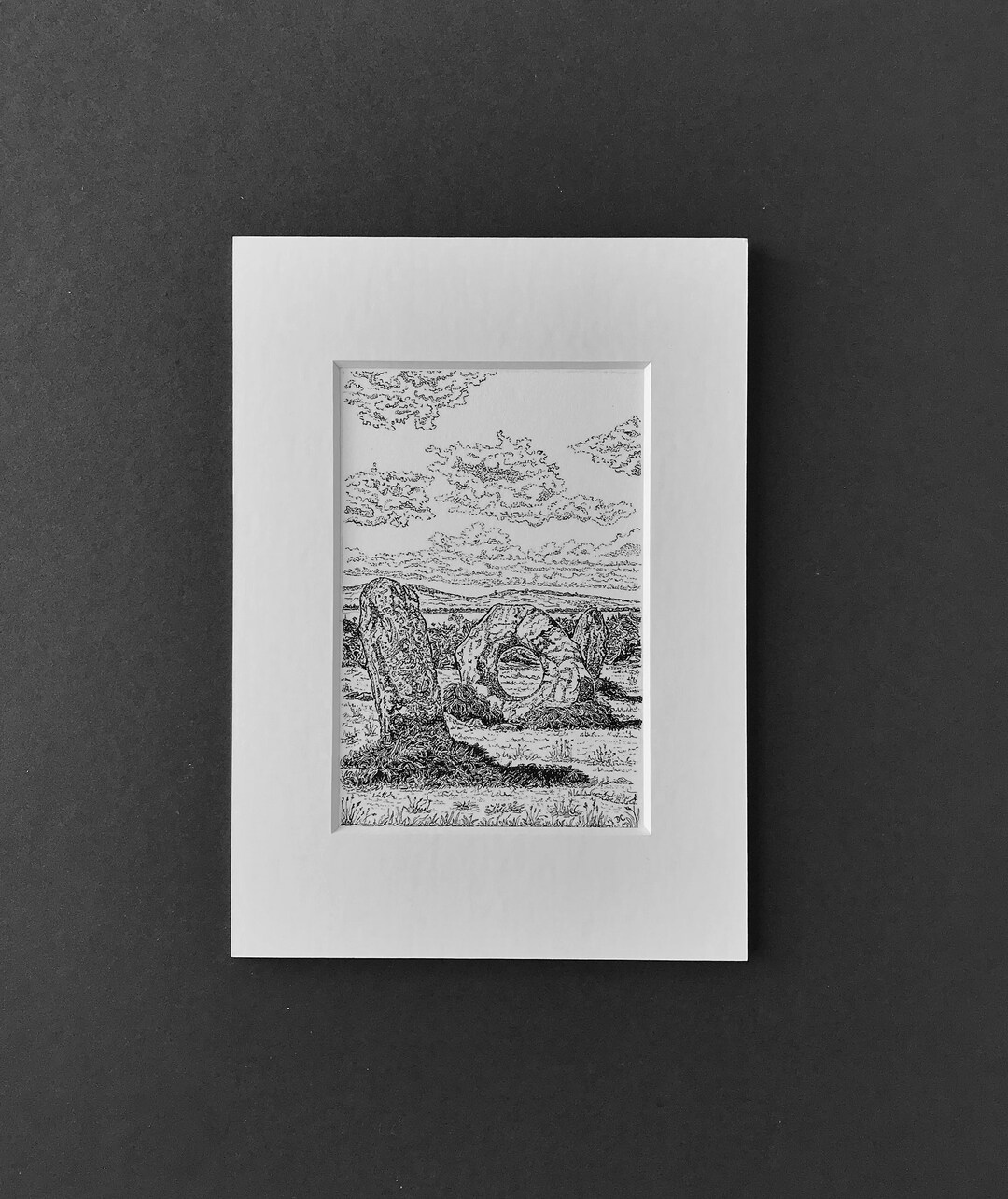 Men-an-tol, Cornwall, Art Print of a Pen and Ink Drawing of Neolithic ...