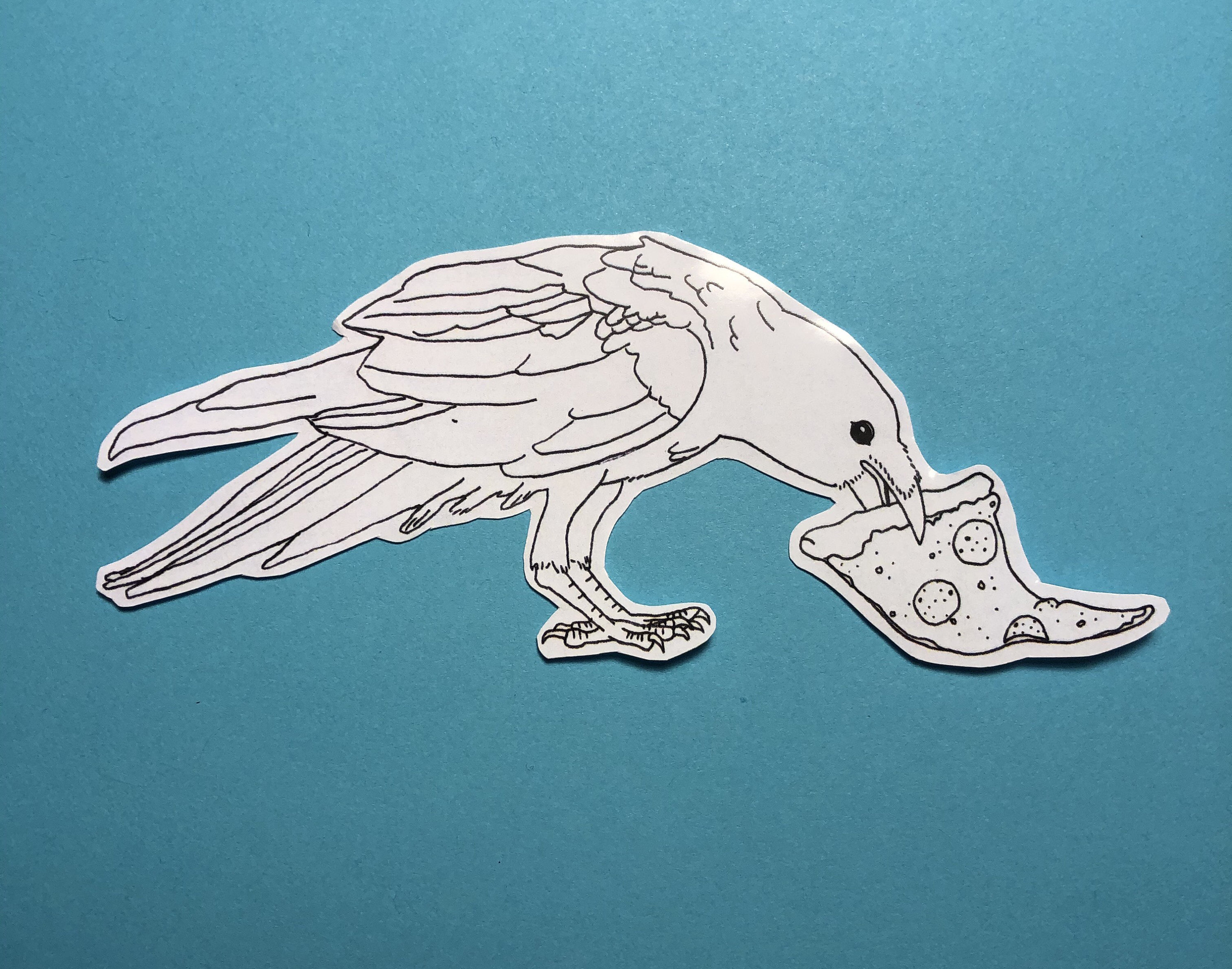 Raven Eating Pizza Sticker | Etsy