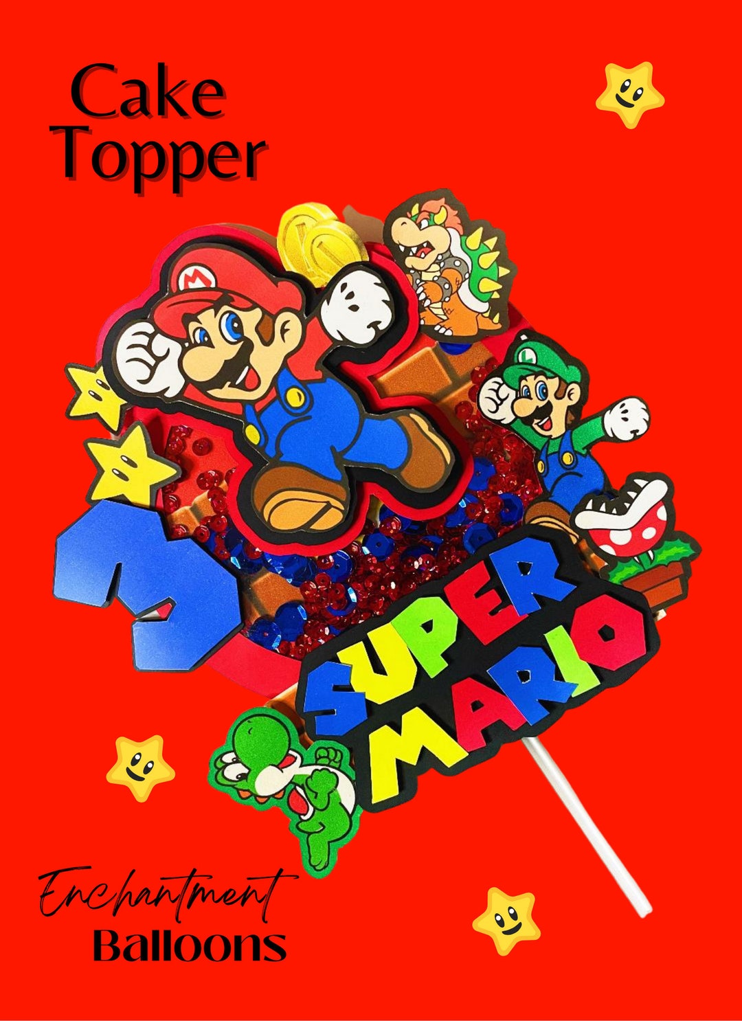 Super Mario Shaker 3D Custom Personalized Birthday Cake Topper - Etsy