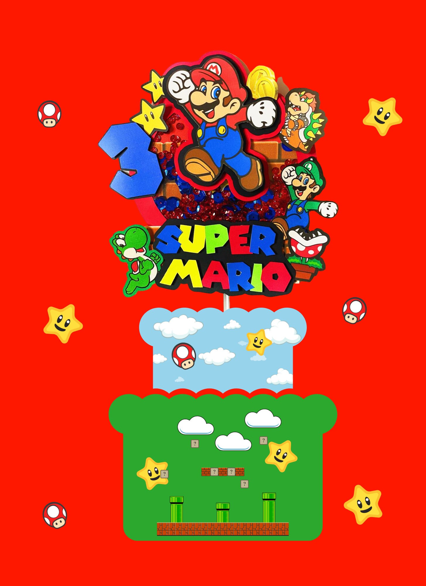 Super Mario Shaker 3D Custom Personalized Birthday Cake Topper - Etsy