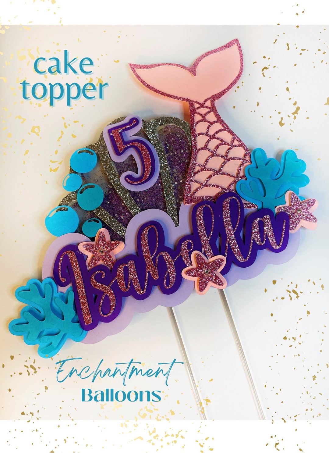Mermaid Cake Topper 3D Custom Personalized Birthday Cake Topper - Etsy