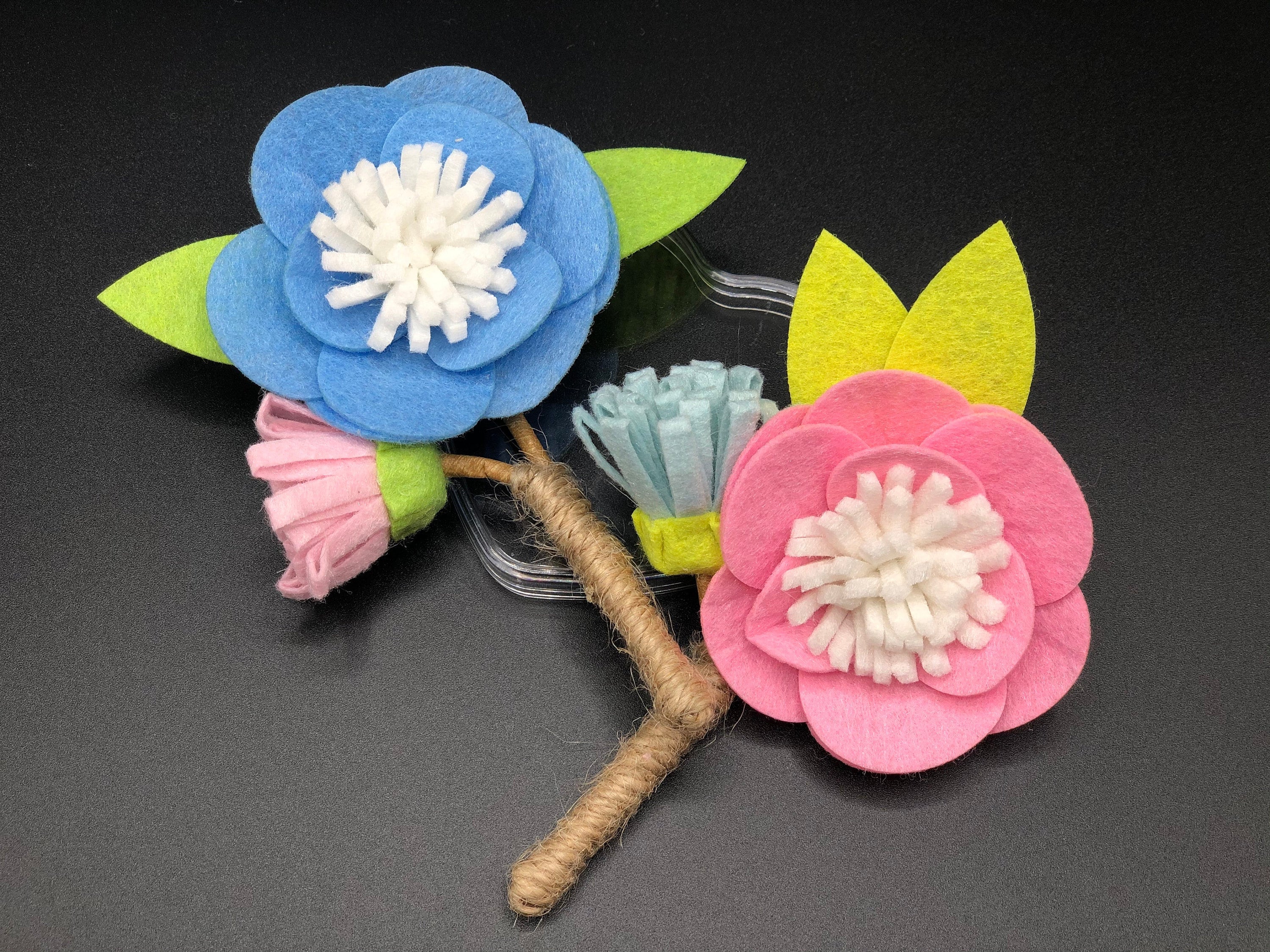 Anemone Felt Brooch, Pastel Pink Blue Flowers Felt Brooch Pin, Unique ...