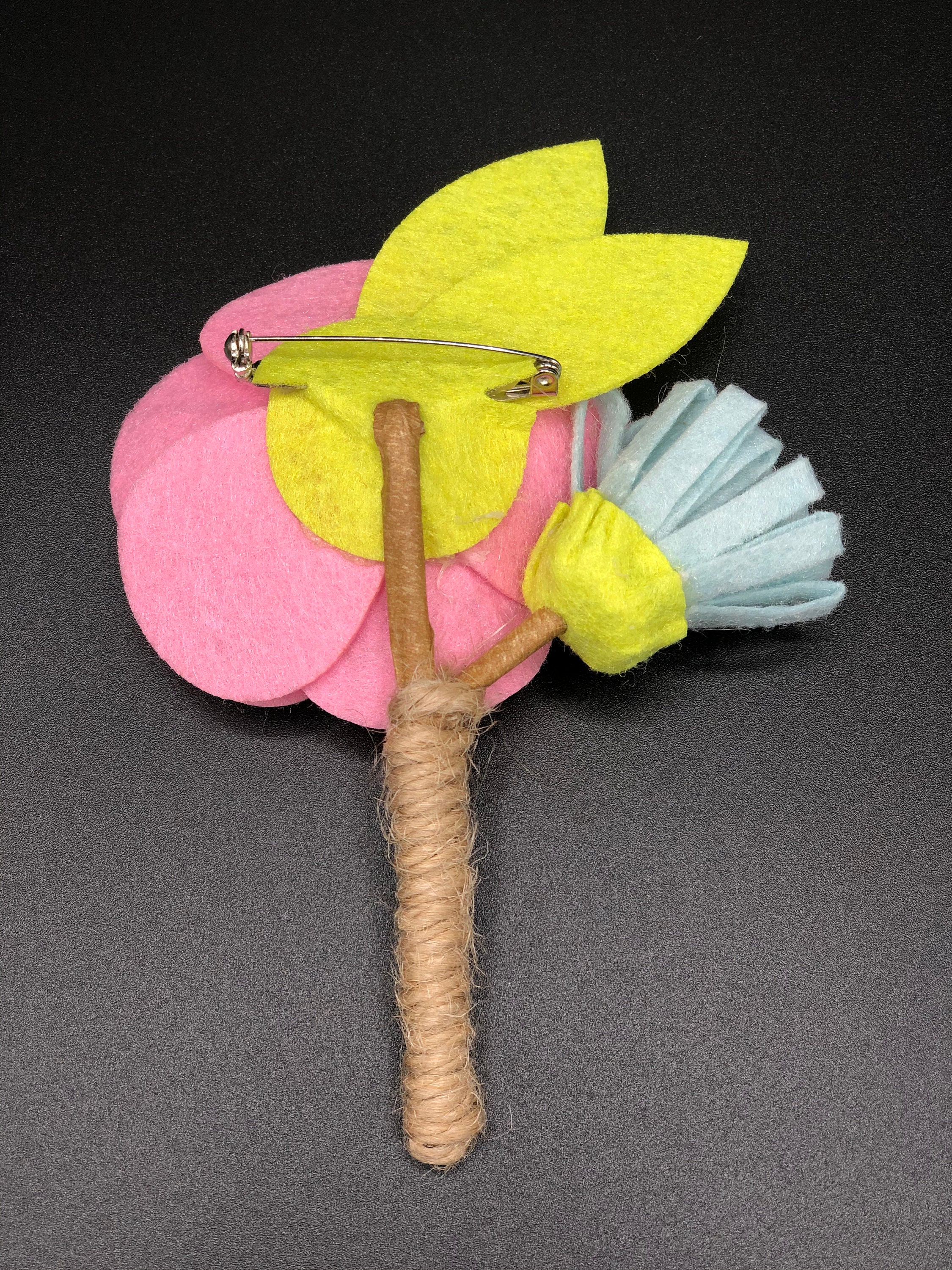 Anemone Felt Brooch, Pastel Pink Blue Flowers Felt Brooch Pin, Unique ...