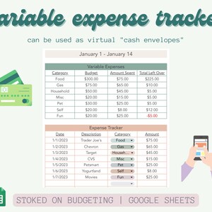 Variable Expense Tracker - Google Spreadsheet - Etsy