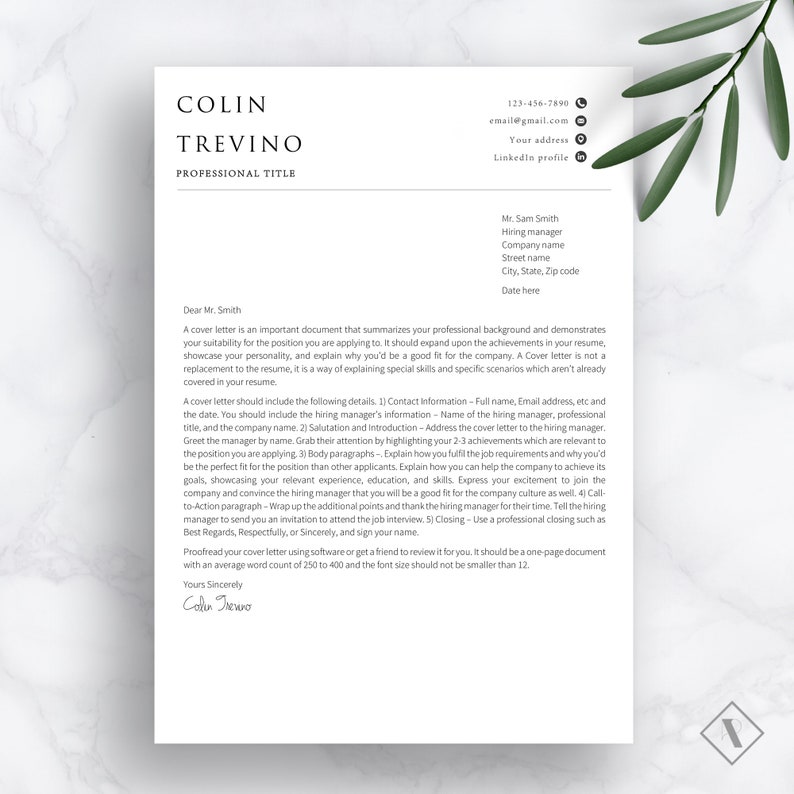 Resume Template And Cover Letter References Template For Word Professional And Creative Design