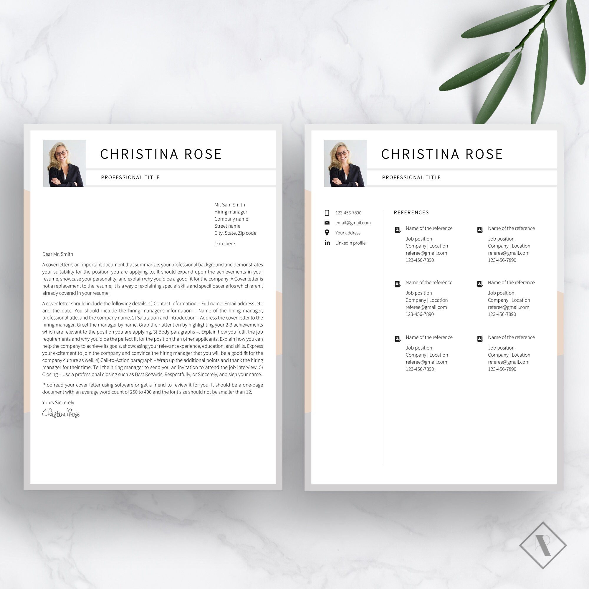 Creative Resume Template Bundle 3 Colors in 1 CV Template - Etsy