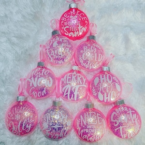 Pink Opal Large Glitter Christmas Tree Ornaments - Etsy
