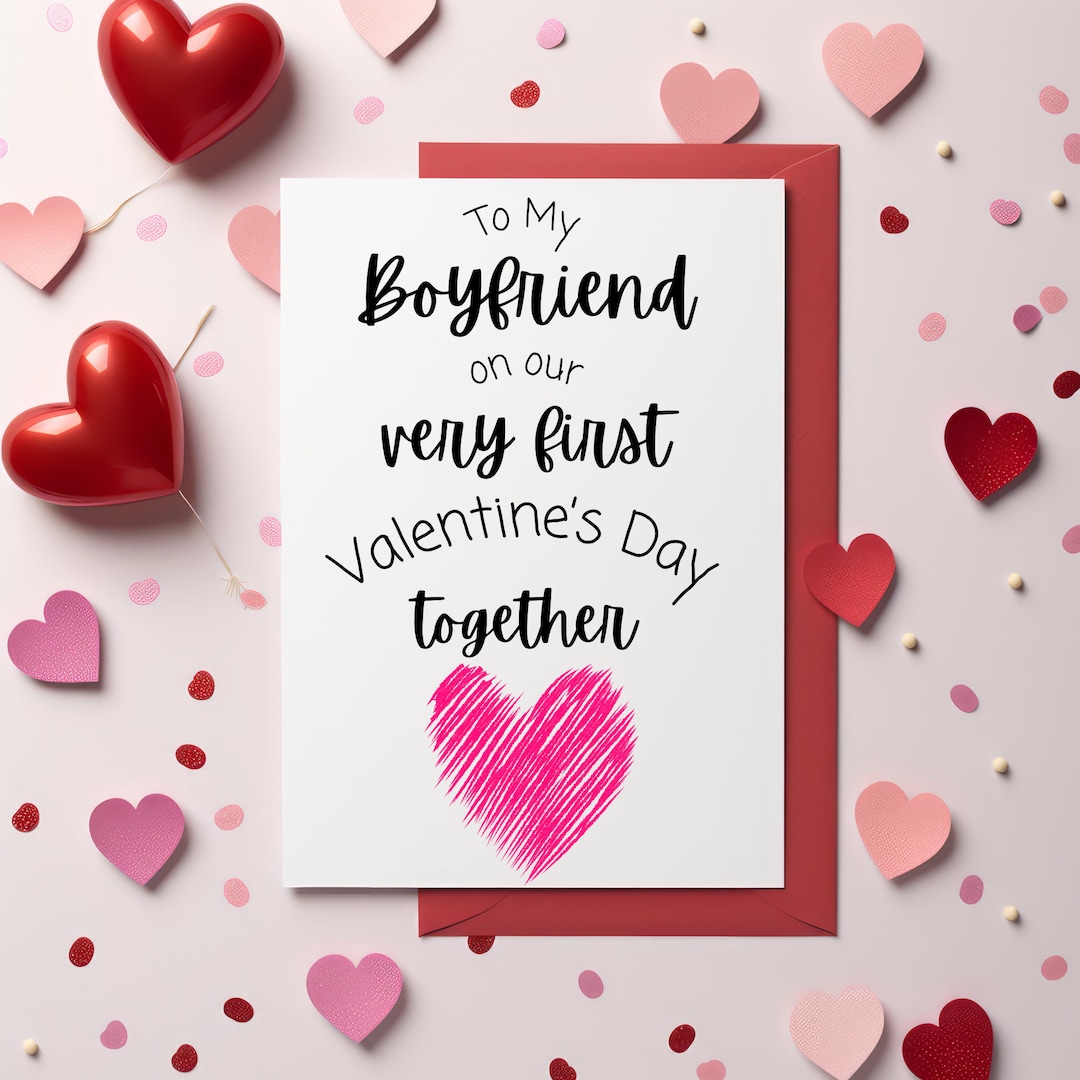 Valentines Day Card for My Boyfriend, Digital Cards, First Valentines ...