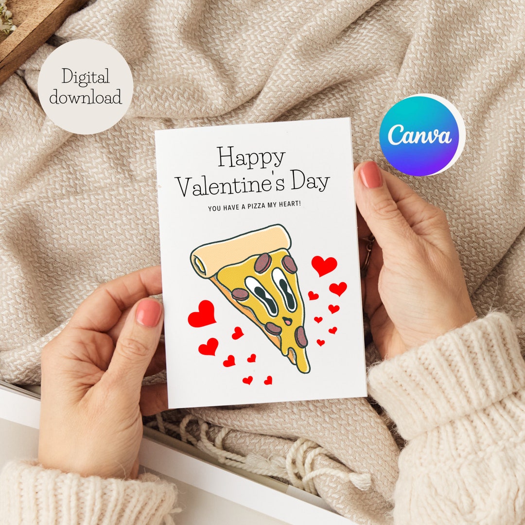 Happy Valentines Day Pizza My Heart Digital Card - Etsy