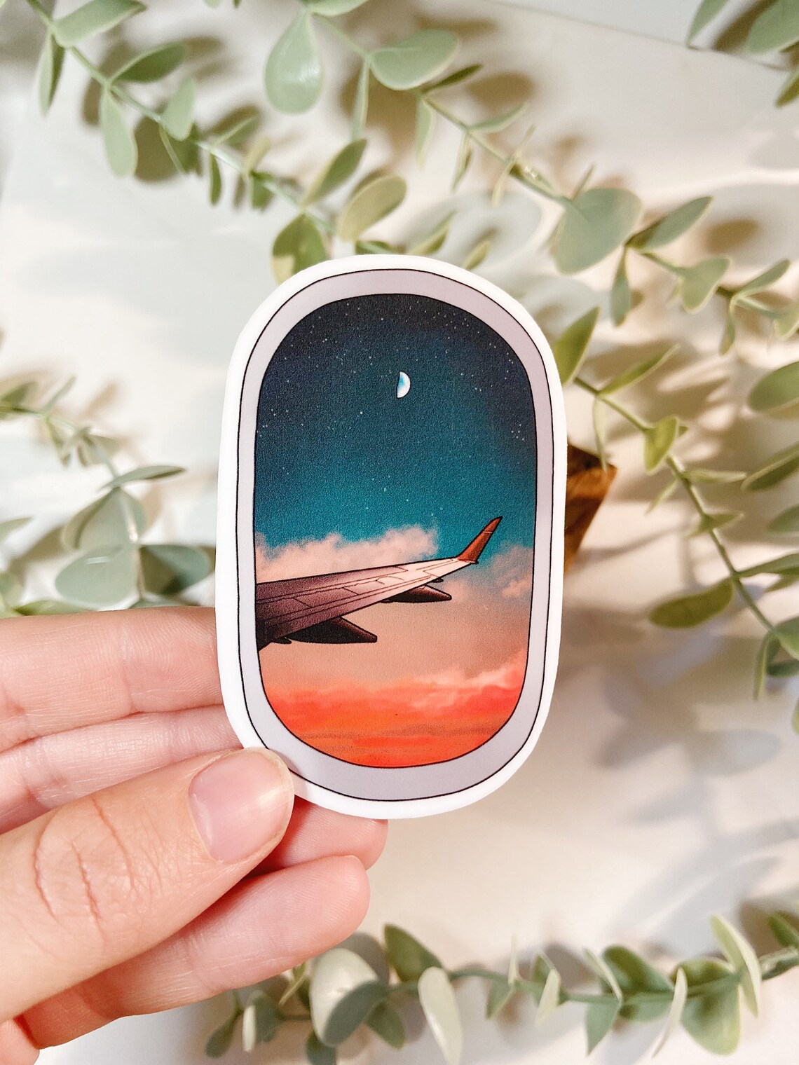 Sunset Plane Window Sticker Travel Aesthetic Sticker | Etsy