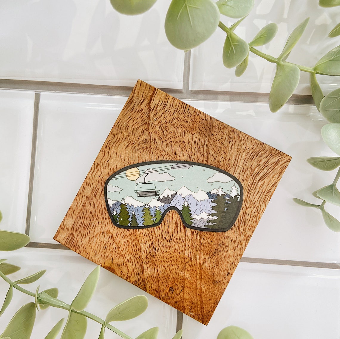 Snow Goggle Sticker L Snowboarding Sticker L Mountain Scene - Etsy