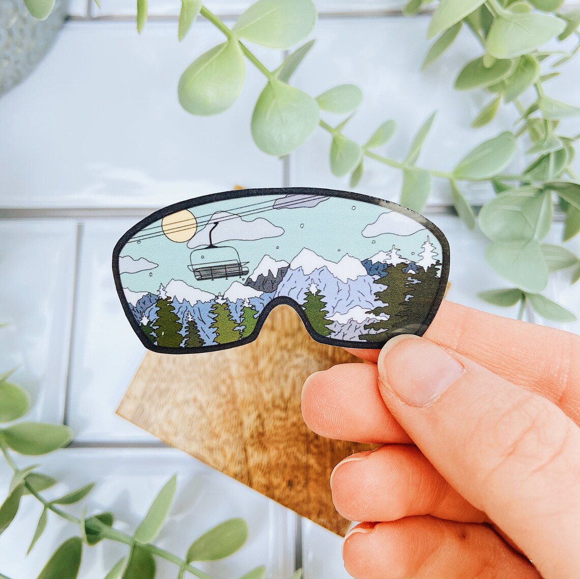 Snow Goggle Sticker L Snowboarding Sticker L Mountain Scene - Etsy
