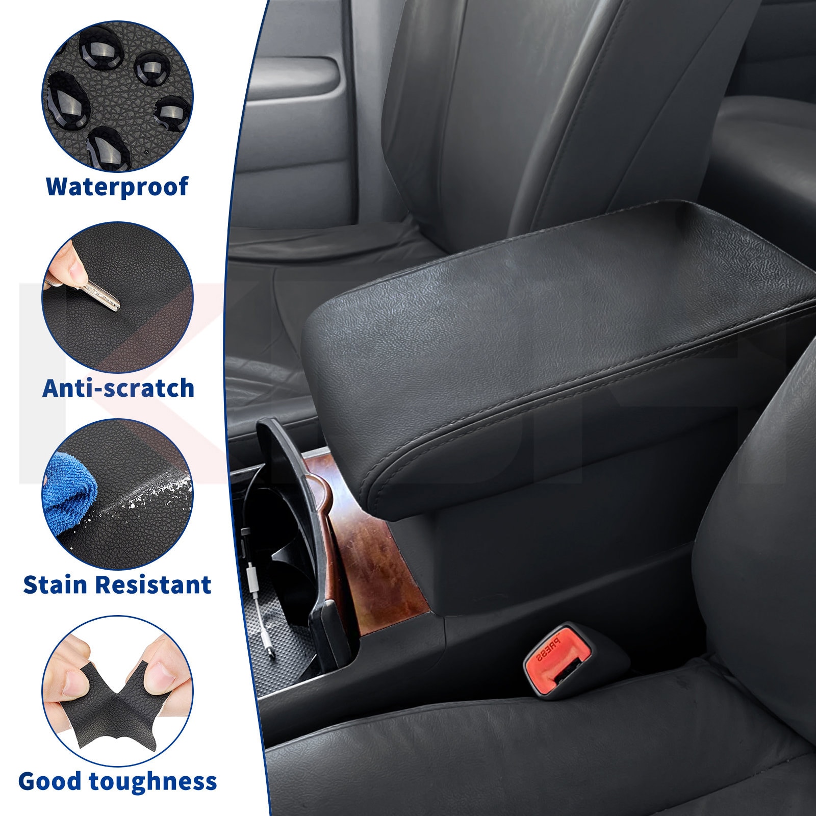 Fits Toyota Highlander 2008-2013 Vinyl Leather Center Console Lid ...