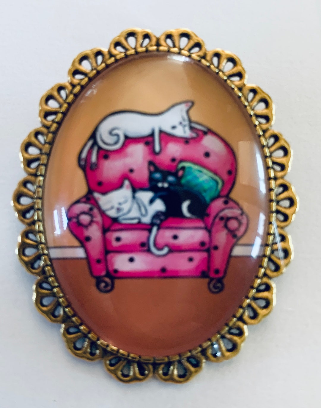 Cats Napping, Cat Nap Cartoon Drawing, Unique Brooch, Cat Pin,cat Lover ...