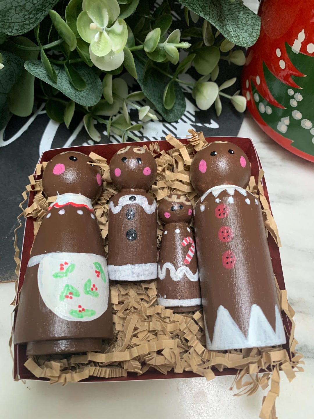 Gingerbread Family Peg Doll Set, Hand-painted, Child's Toy, Montessori ...