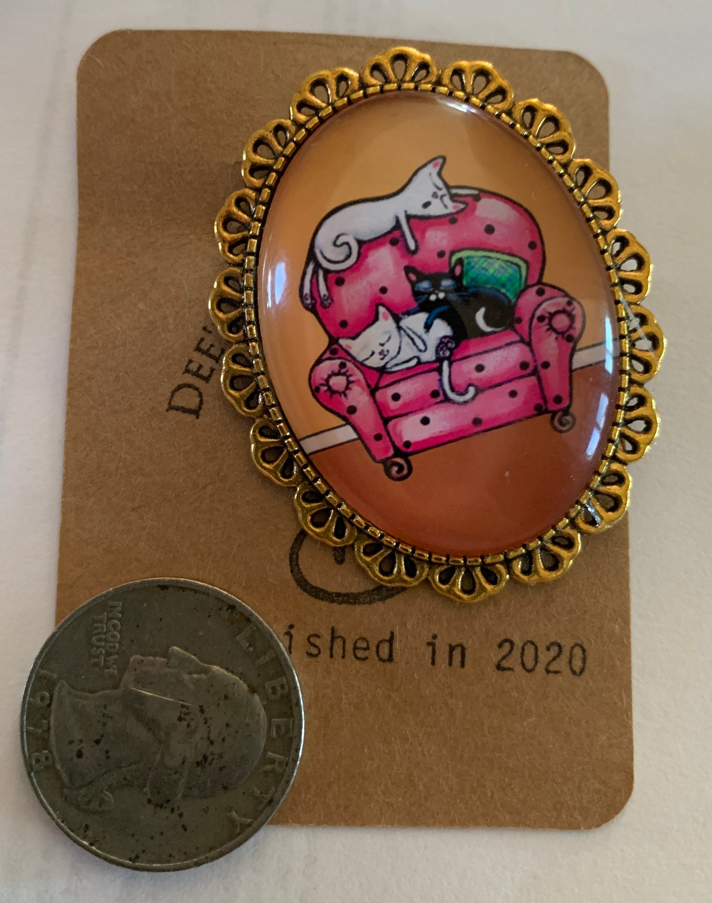 Cats Napping, Cat Nap Cartoon Drawing, Unique Brooch, Cat Pin,cat Lover ...