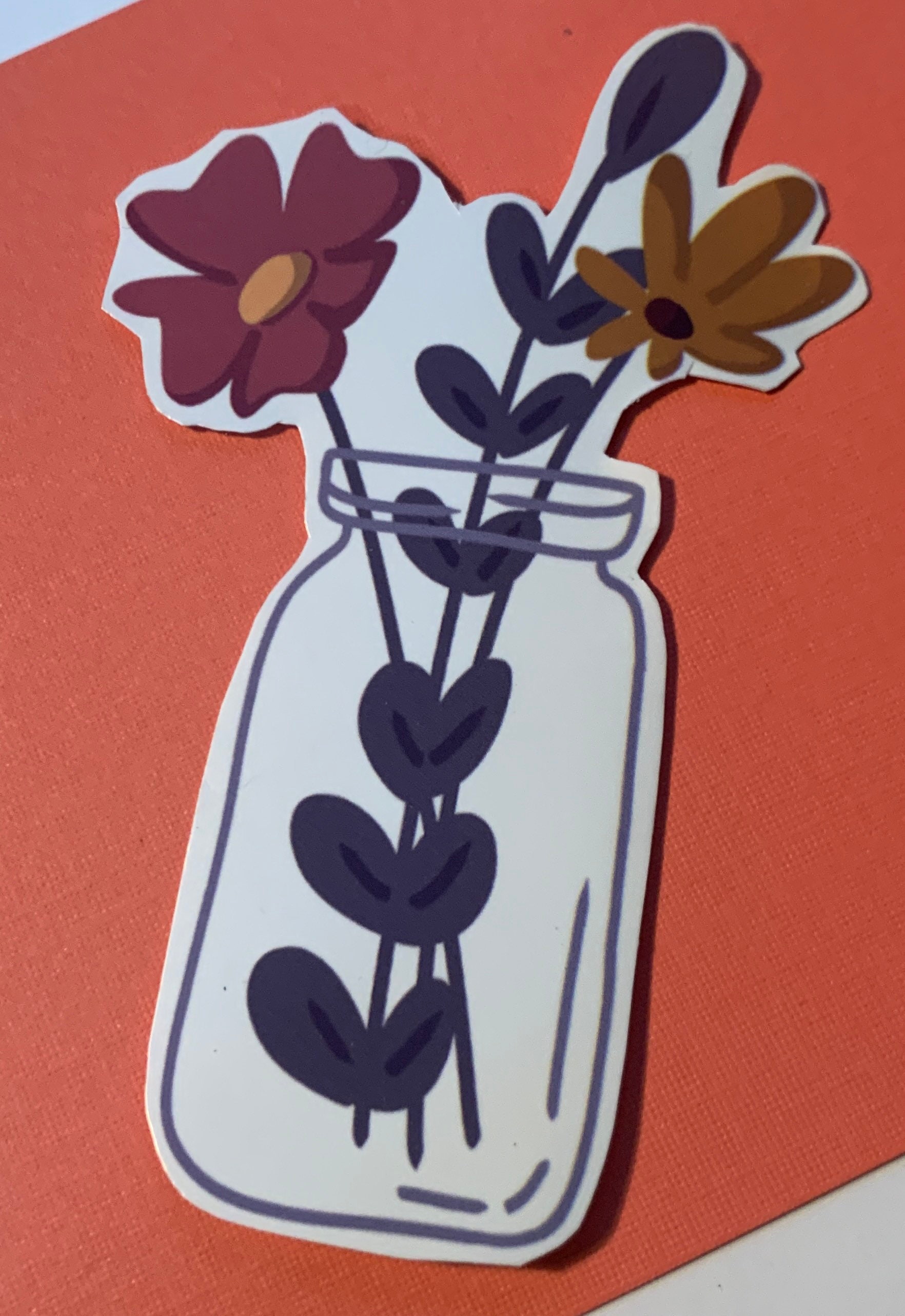 Mason Jar Stickers, Mason Jar and Flowers Duo, Mason Jar Waterproof ...