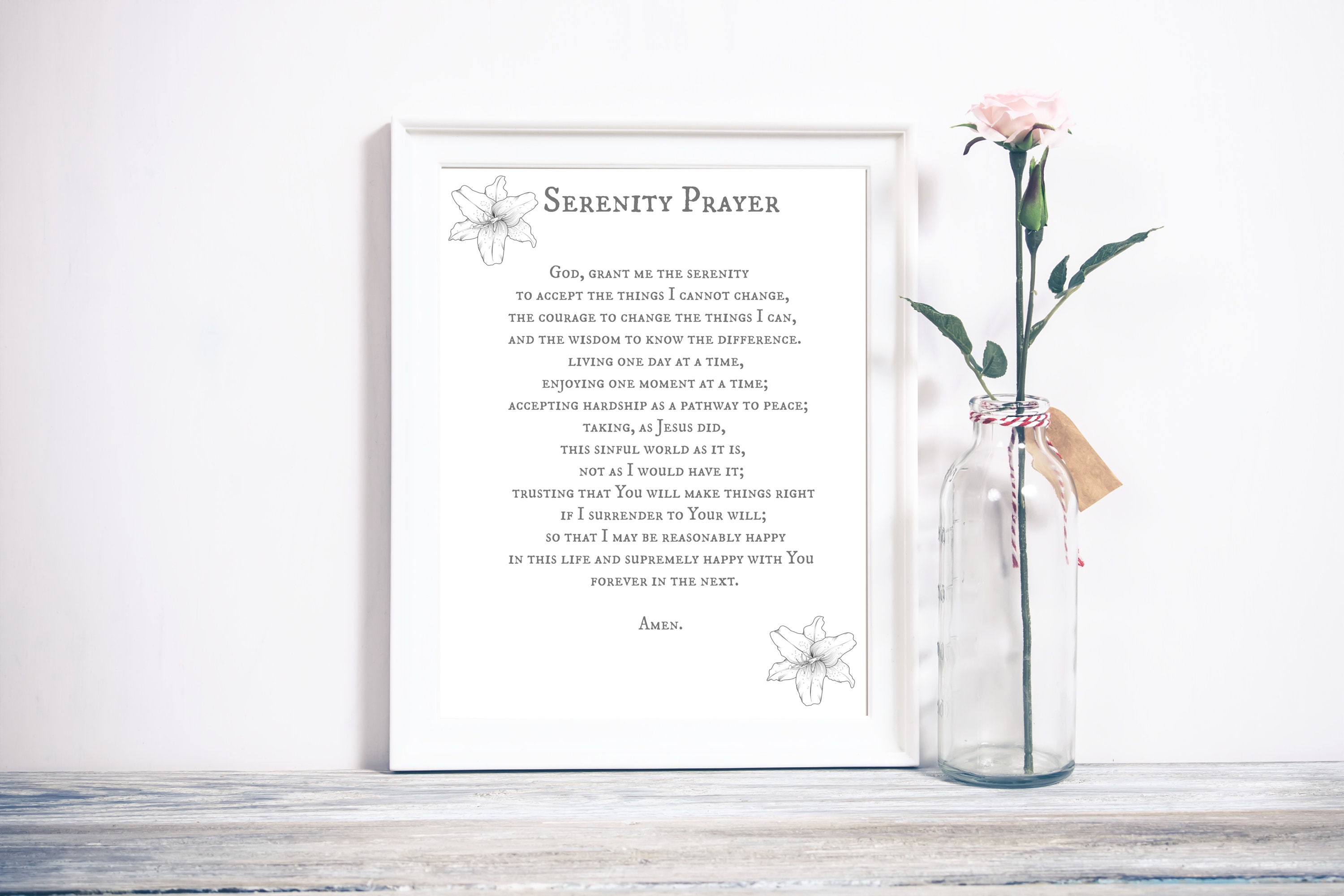 Serenity Prayer Long Version, Typography Print, 8x10 Printable ...