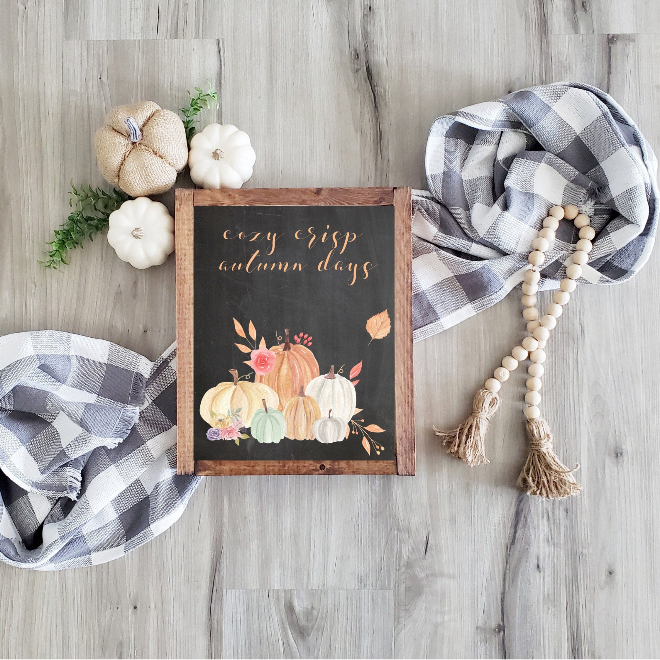 Fall Watercolor Chalkboard Printable 8x10 Wall Art Harvest - Etsy