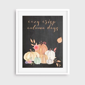 Fall Watercolor Chalkboard Printable 8x10 Wall Art Harvest - Etsy