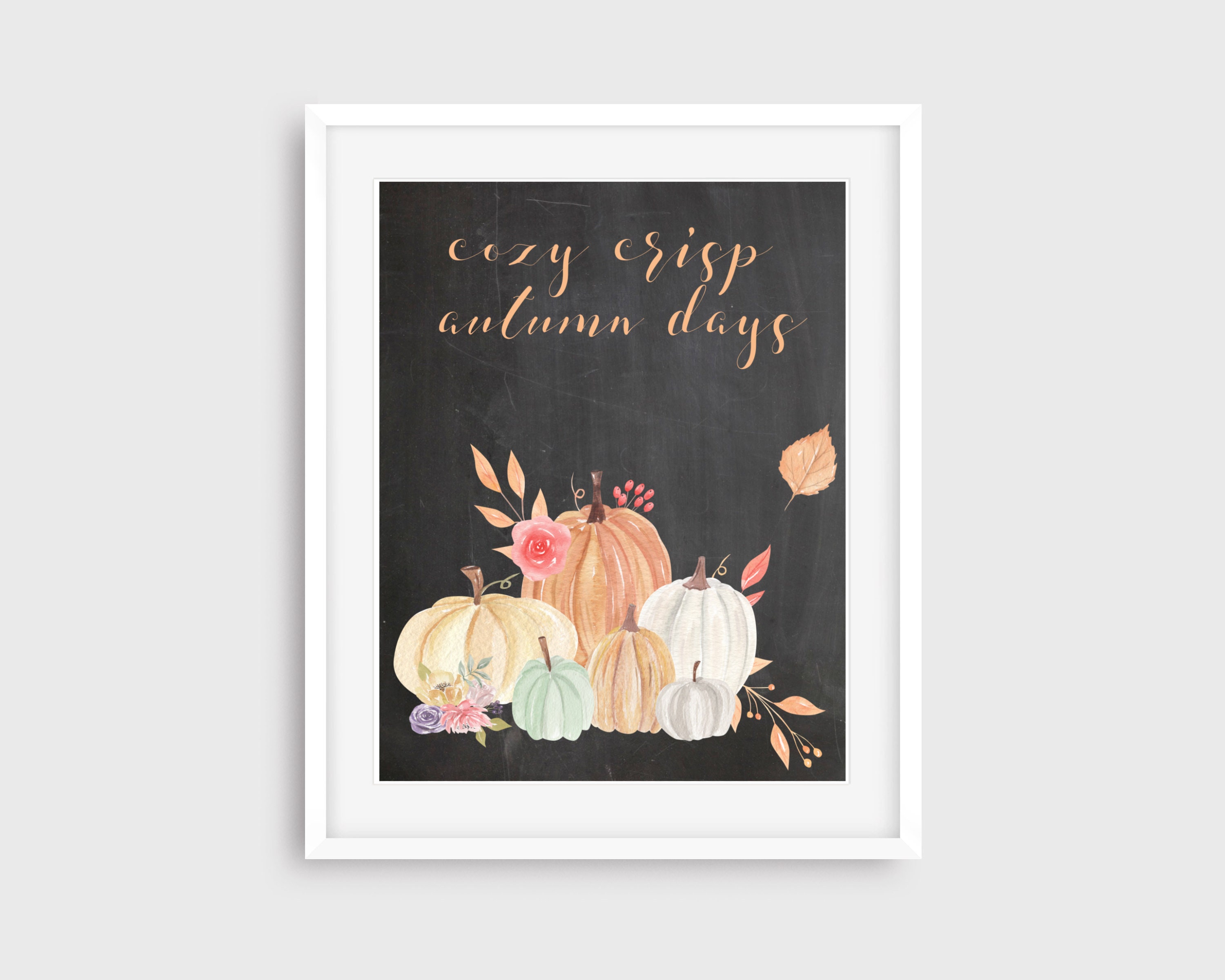 Fall Watercolor Chalkboard Printable 8x10 Wall Art Harvest - Etsy