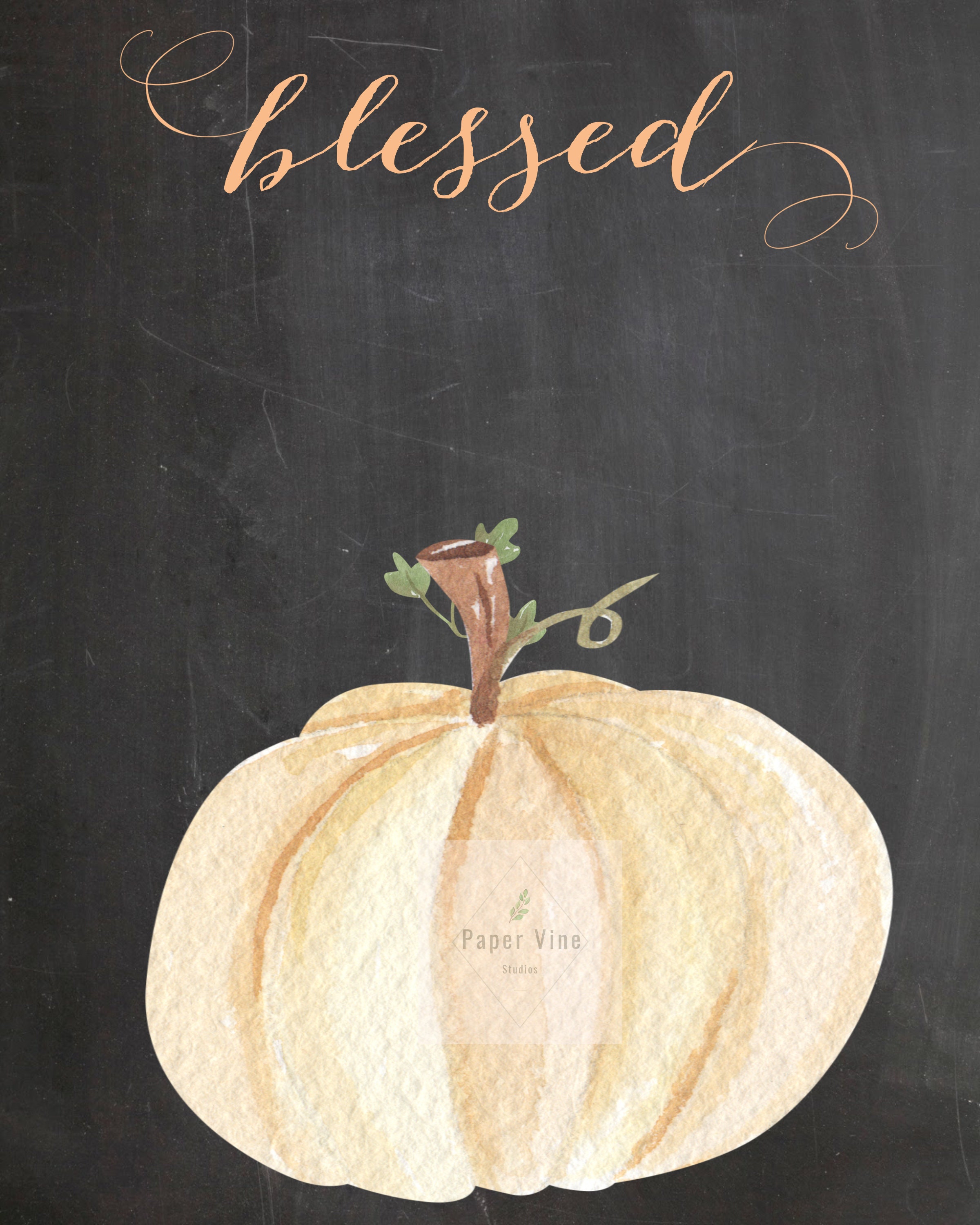 Fall Chalkboard Watercolor Printable 8x10 Wall Art Harvest - Etsy