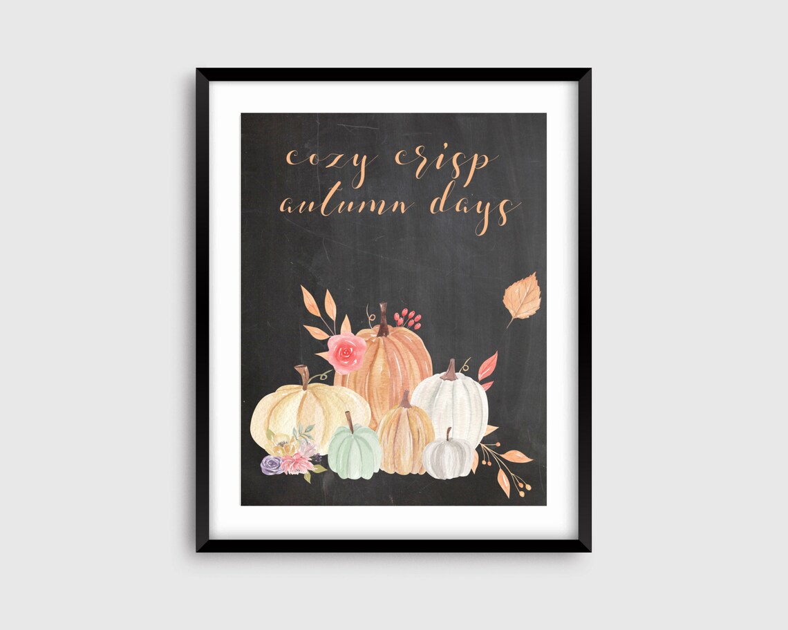 Fall Watercolor Chalkboard Printable 8x10 Wall Art Harvest - Etsy