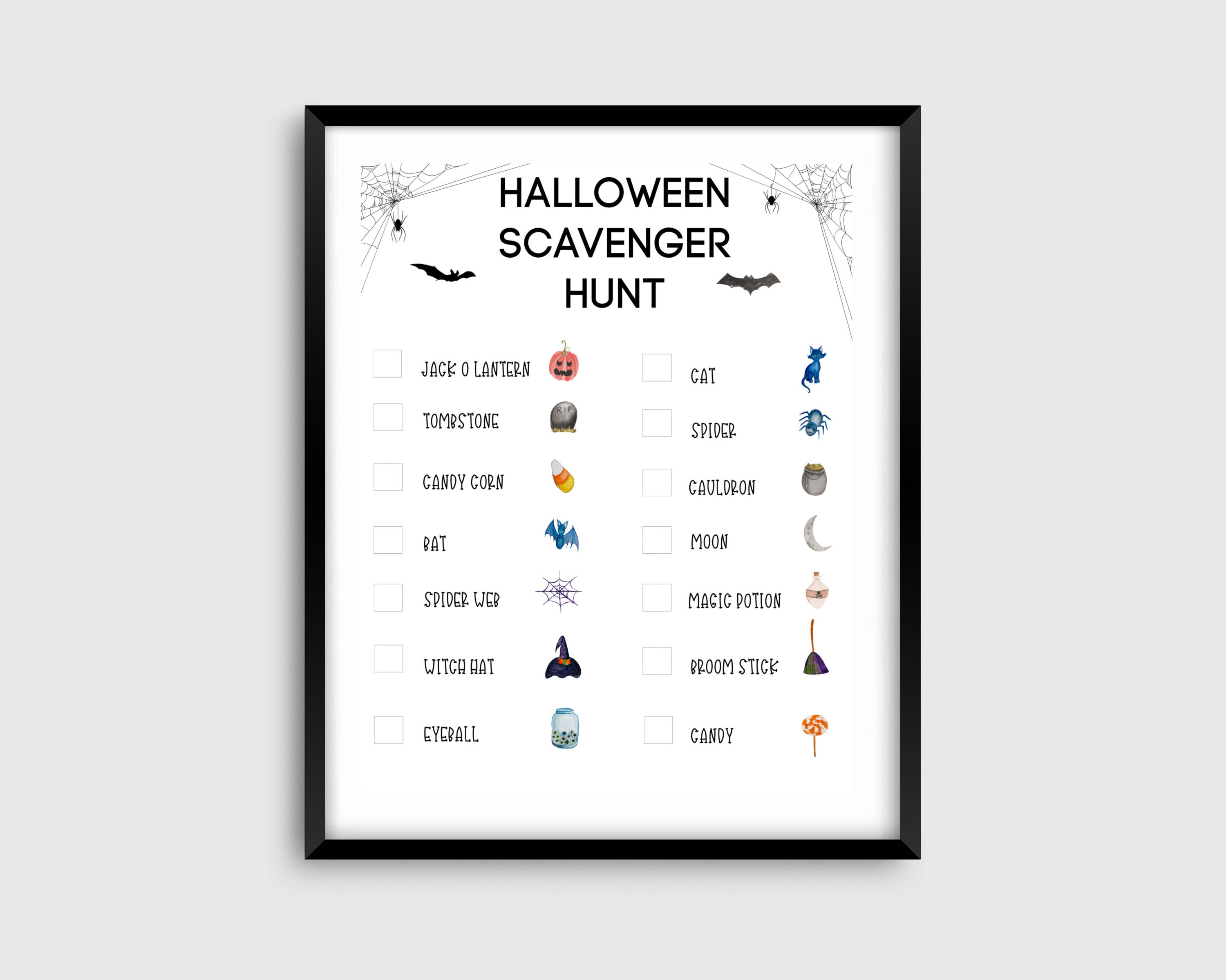 Kids Halloween Printable 8x10 Scavenger Hunt Game,kids Indoor Games ...