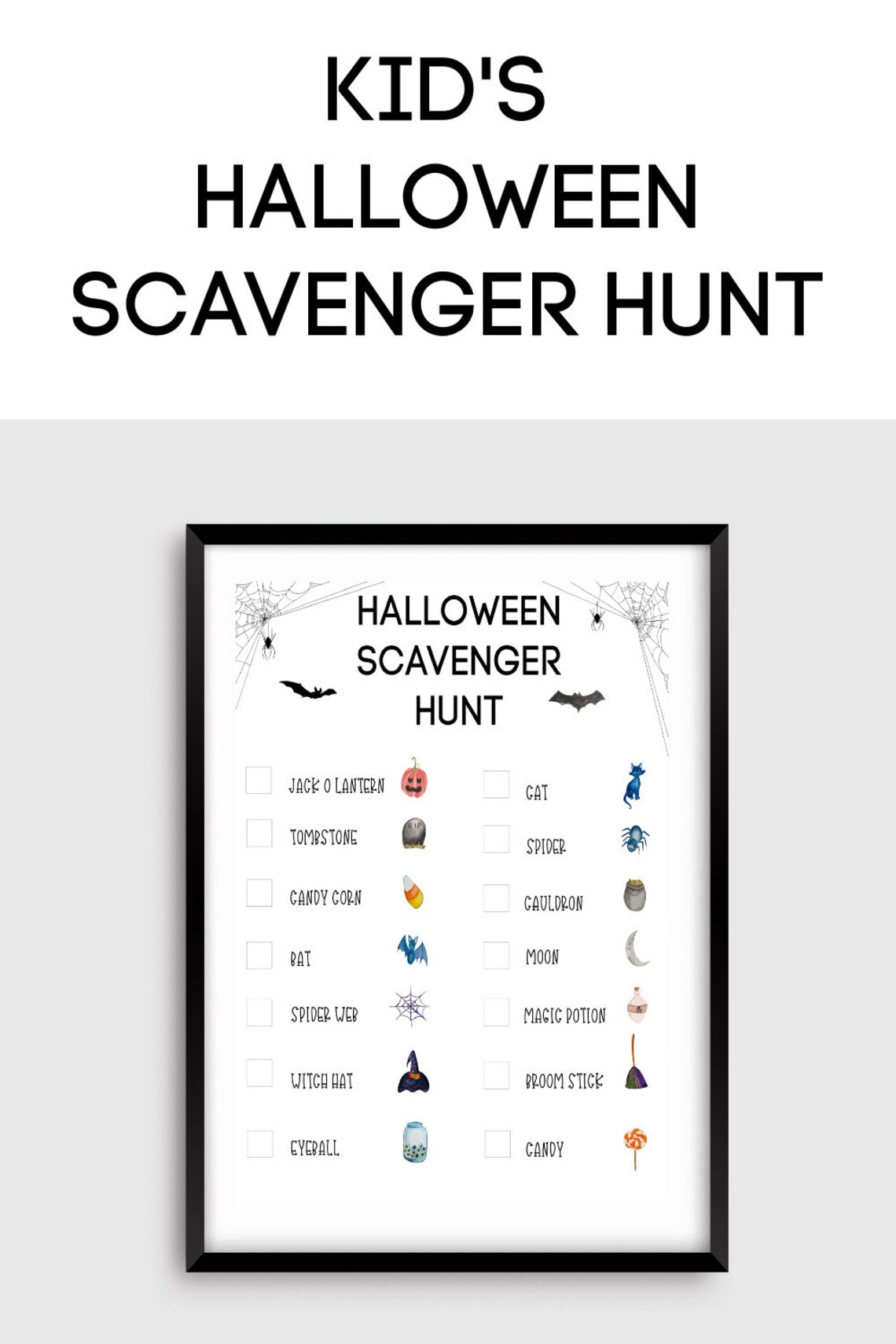 Kids Halloween Printable 8x10 Scavenger Hunt Game,kids Indoor Games ...