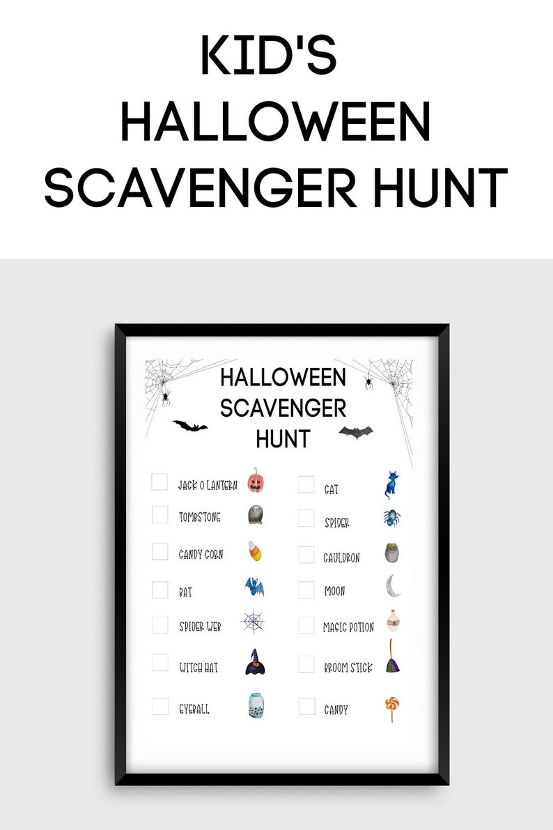 Kids Halloween Printable 8x10 Scavenger Hunt Game,kids Indoor Games ...
