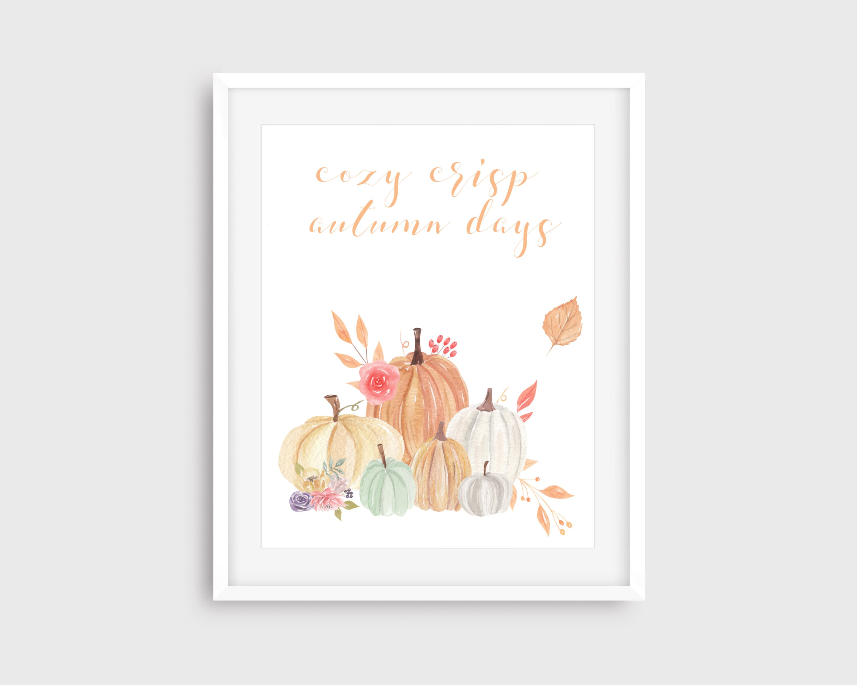 Set of 4 Fall Watercolor Pumpkins Printable 8x10 Wall Art, Farmhouse ...