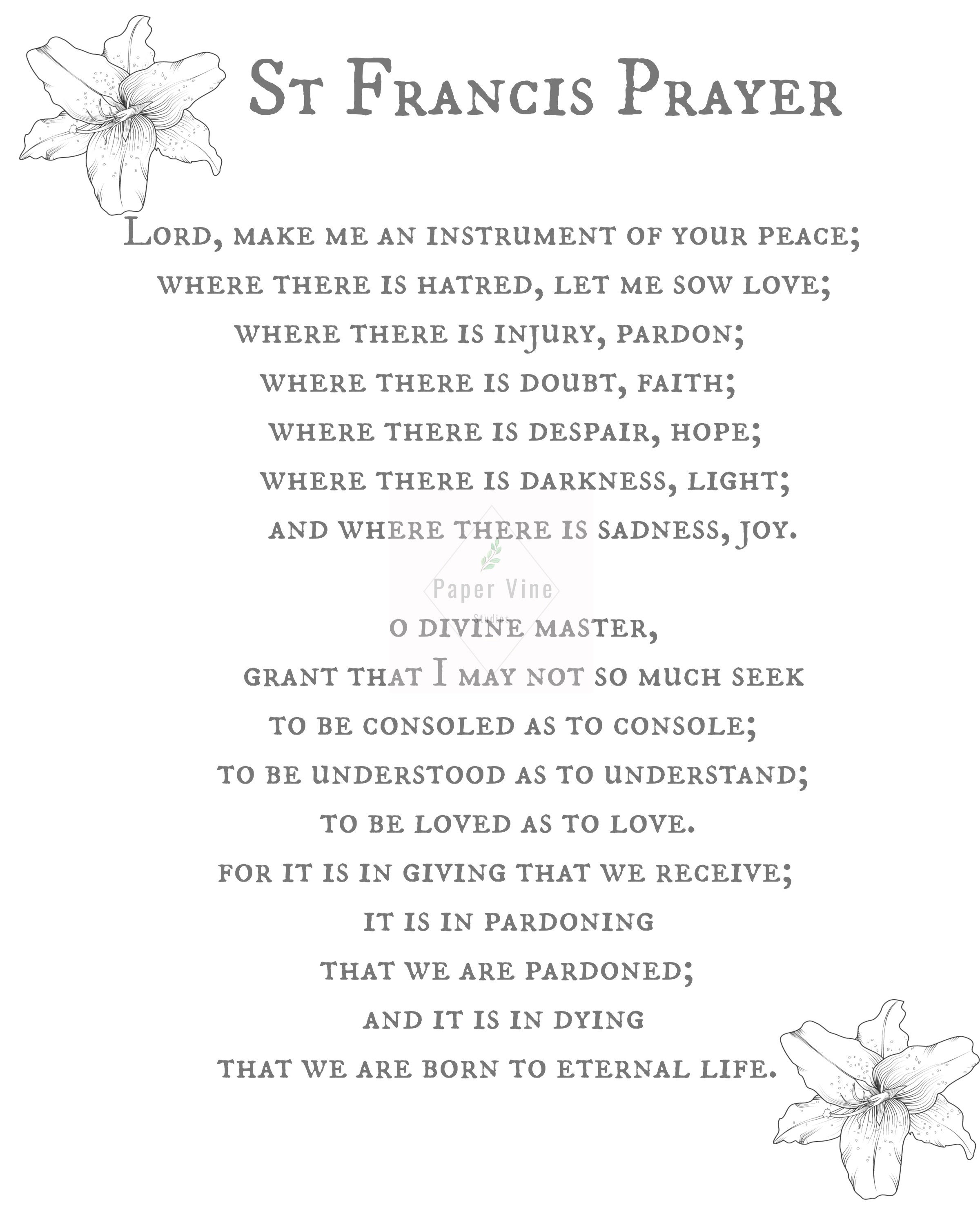 Saint Francis Prayer Aa Printables Eleventh Step Prayer Metal Print On
