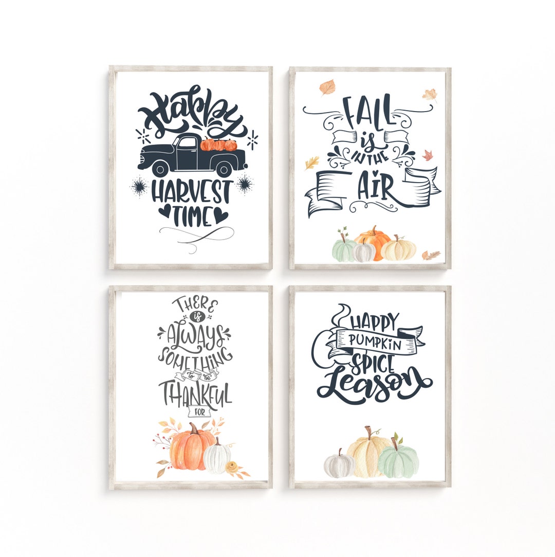 Set of 4 Farmhouse Fall Printable 8x10 Wall Art/thanksgiving Prints ...