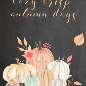 Fall Watercolor Chalkboard Printable 8x10 Wall Art Harvest - Etsy