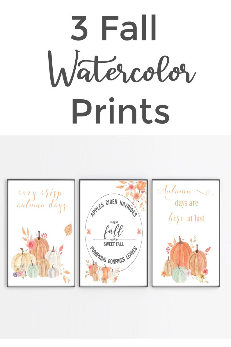 Set of 3 Fall Watercolor Printable 8x10 Wall Art/farmhouse - Etsy