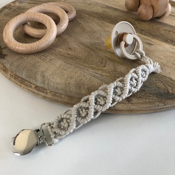 Pacifier/pacifier Attachment in Macramé Beige/grey Color - Etsy