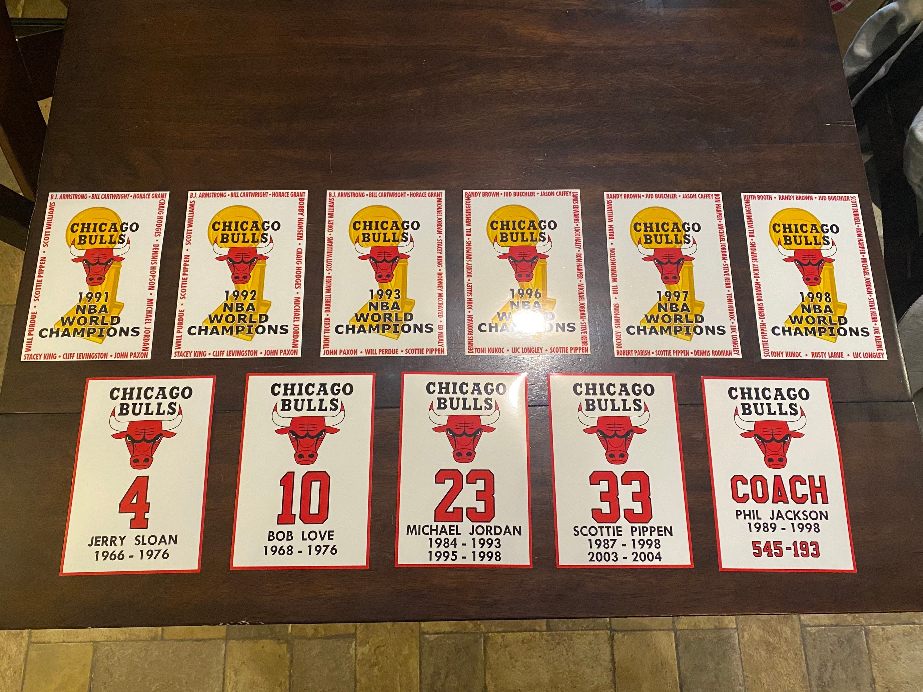 Chicago Bulls 6 Time NBA Champions Deluxe Gold Coin Banner Collection