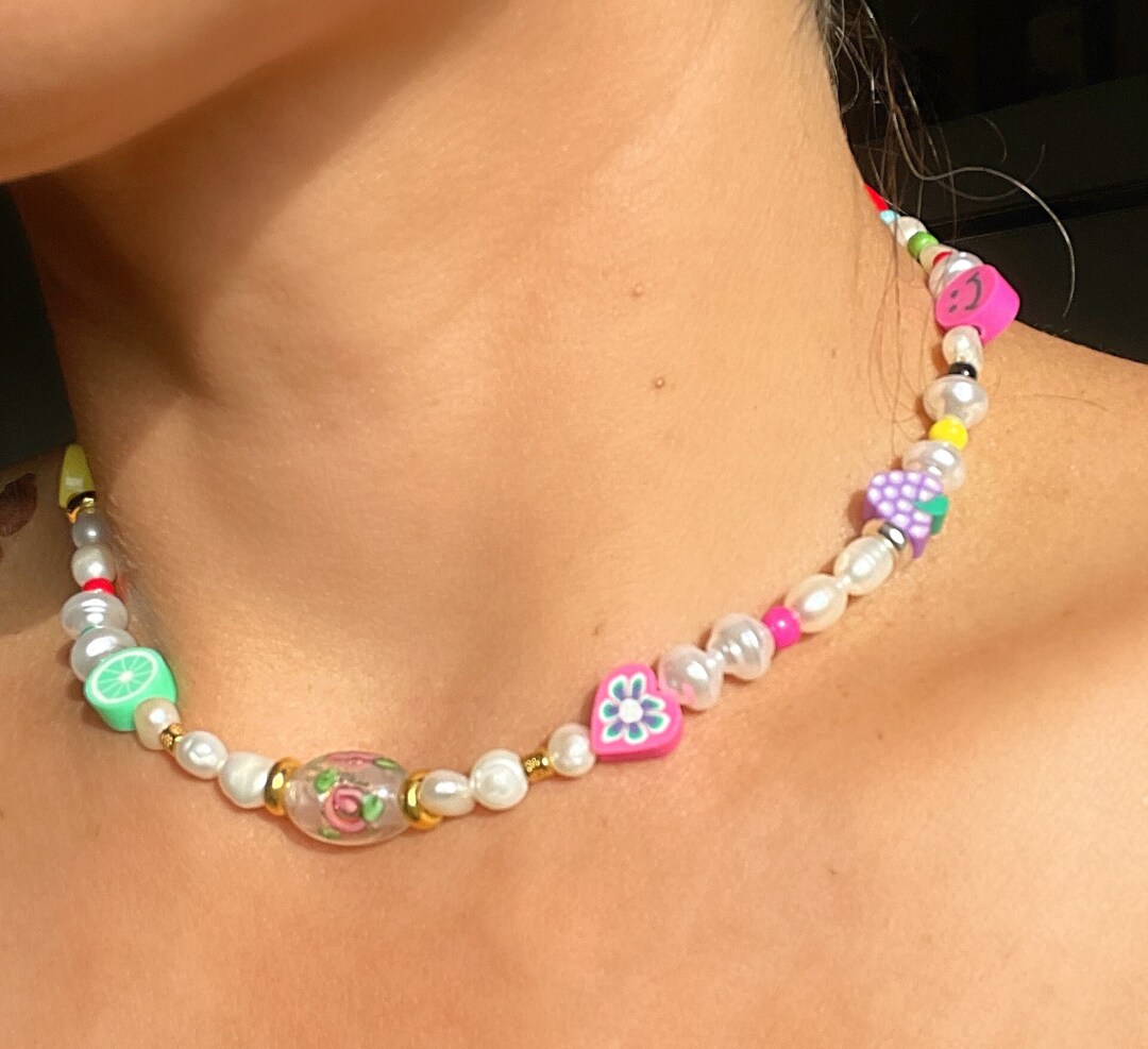 Colorful Pearl Necklace, Colorful Pearl Necklace, Colorful Pearl ...