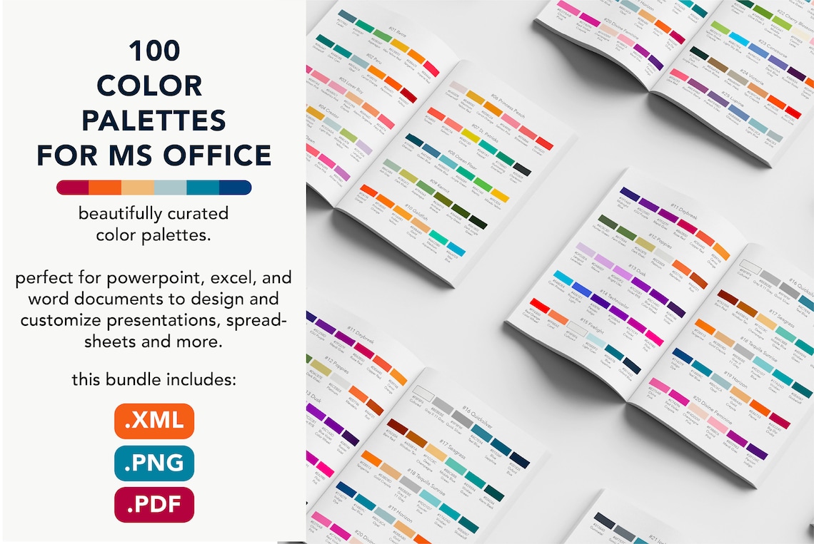 100 Color Palettes for Ms Office for Presentation Design, Excel Sheets ...
