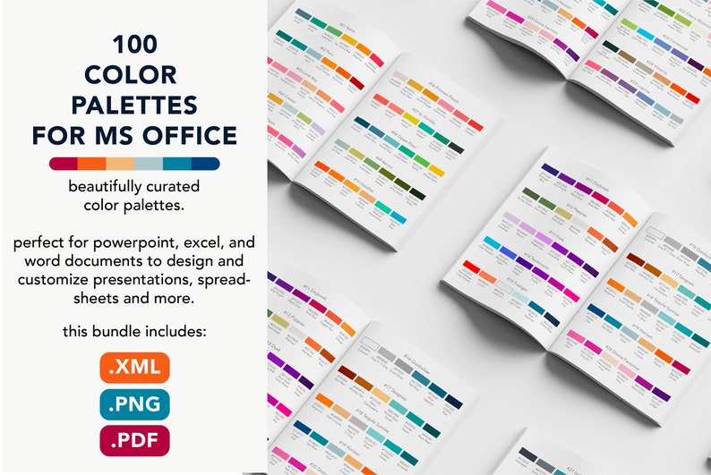 100 Color Palettes for Ms Office for Presentation Design, Excel Sheets ...