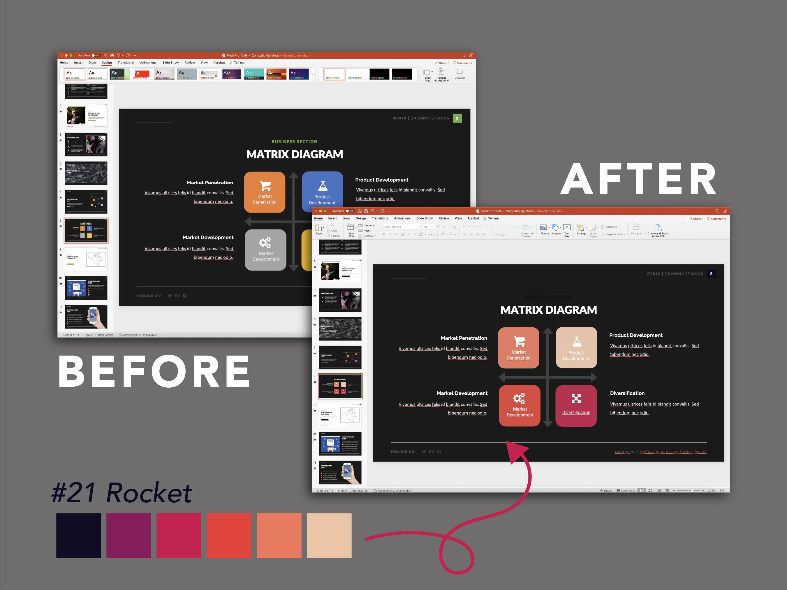 100 Color Palettes for Ms Office for Presentation Design, Excel Sheets ...