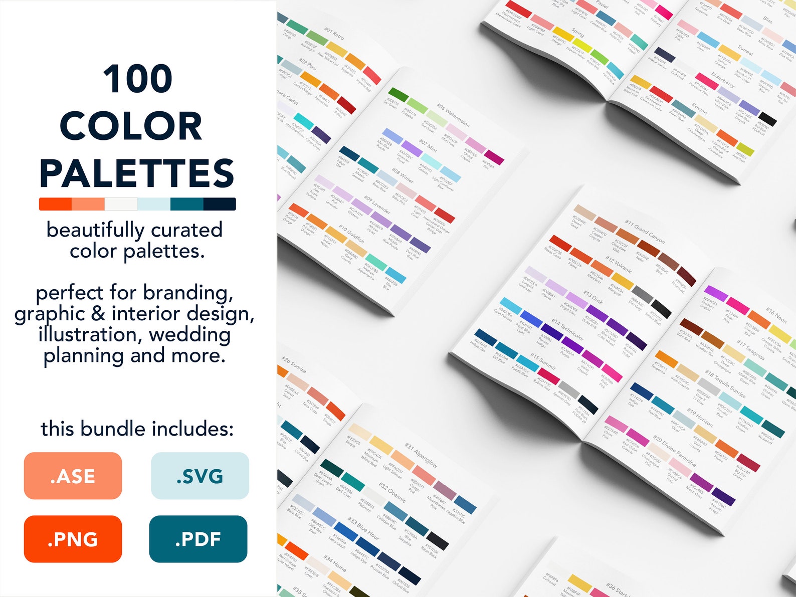 100 Color Palettes for Branding, Design, Weddings, Painting - Modern ...
