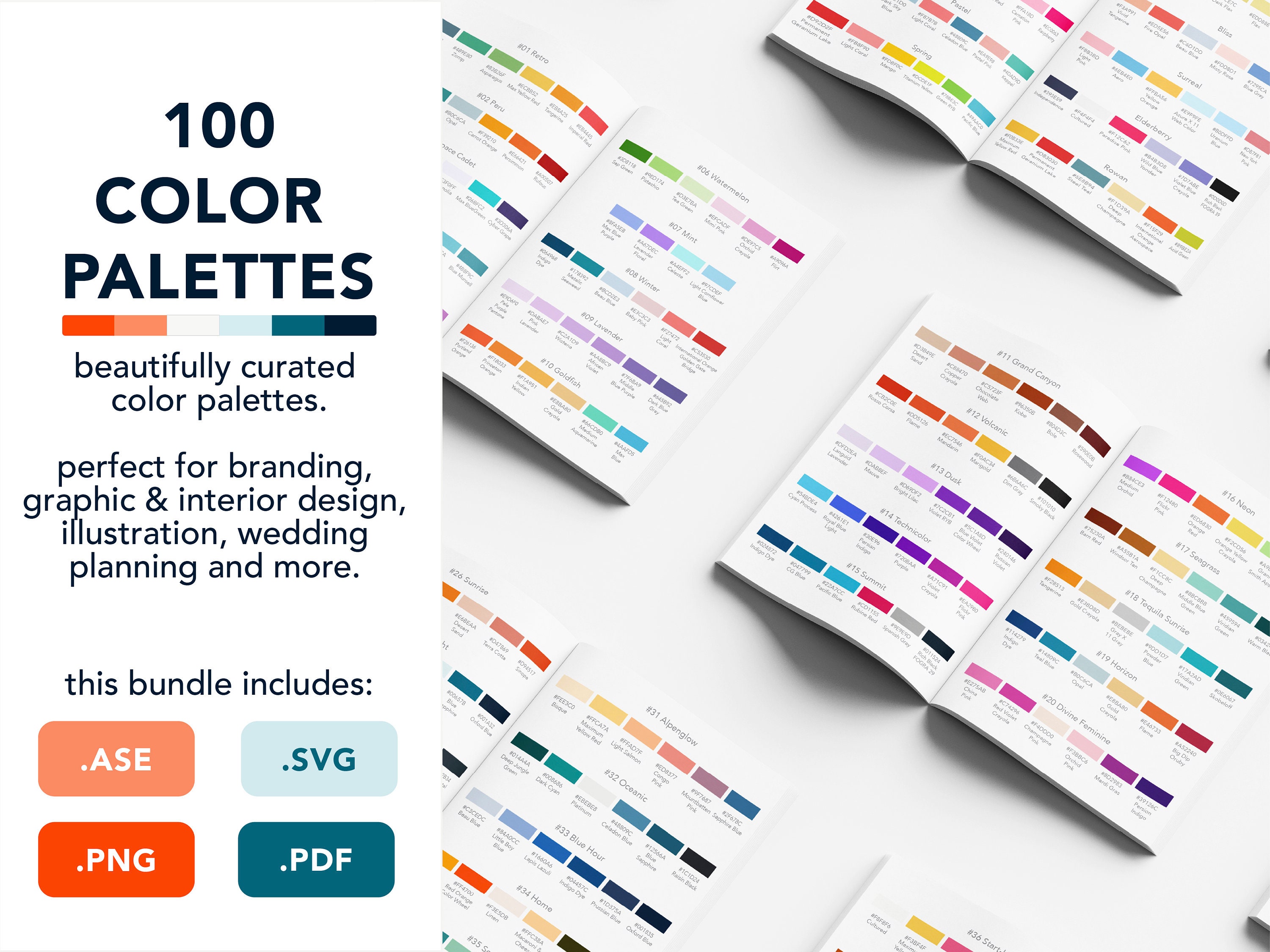 100 Color Palettes for Branding, Design, Weddings, Painting - Modern ...