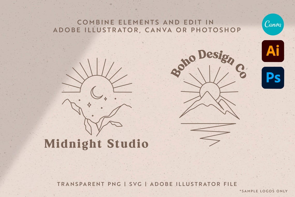 Adventure Line Art Graphic Set Outdoor Logo Templates & Minimalist Line ...