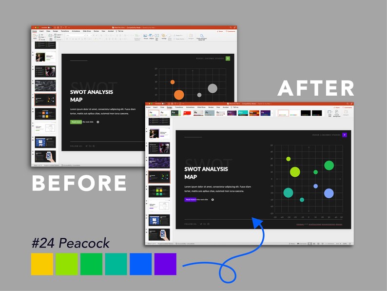 100 Color Palettes for Ms Office for Presentation Design, Excel Sheets ...