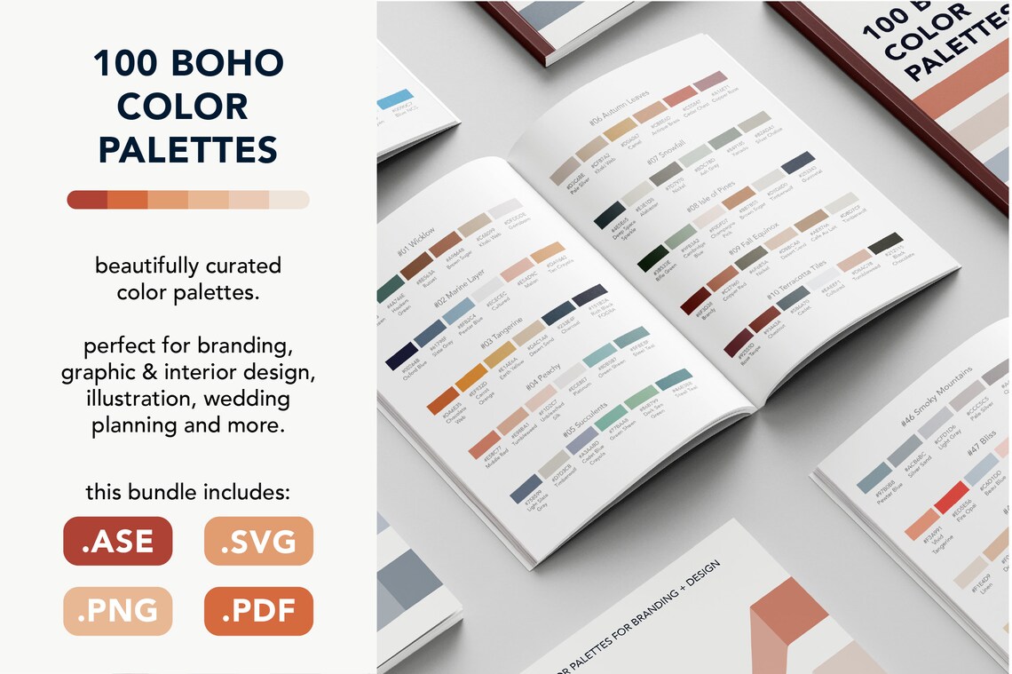 100 Boho Color Palettes for Branding Design, Weddings, Painting ...