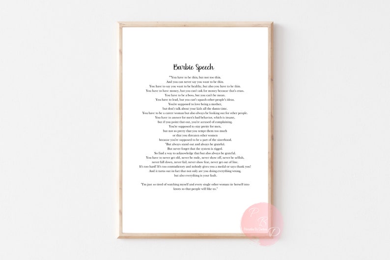 Glorias Monologue Barbie Speech Barbie Movie Quote Etsy