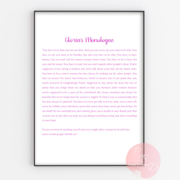 Barbie Monologue Poster - Etsy Hong Kong