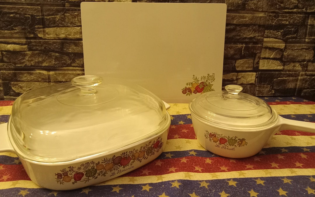3pc Corning 1pc 2.5 Quart Square Casserole Dish W Lid Spice of Life 1 ...